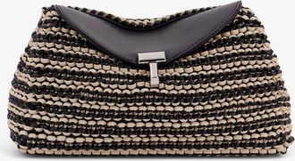Toteme Mini T-lock clutch in leather with woven pattern - TOTEME - gender_Woman