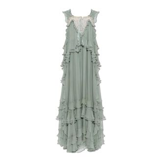 Chlo&eacute; Seidenkleid mit Spitzendetail - - Dresses - Damen - Gr&uuml;n - XS