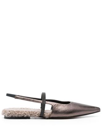 Brunello Cucinelli Ballerinas in Glitter-Optik - Braun