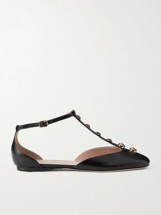 Chlo&eacute; Ballerines En Cuir &Agrave; Ornements Celeste - Noir