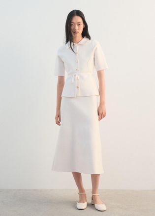 Mango Veste en maille col classique blanc cass&eacute; - Femme - XS - MANGO