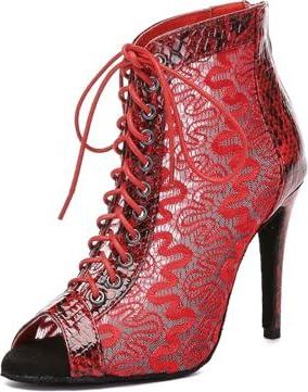 Minitoo Chaussures de danse latine pour femme - Chaussures de danse, L650 Rouge Talon 10 cm, 34.5 EU