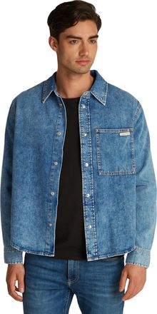 Calvin Klein Herren Jeanshemd Regular Denim Shirt Brusttasche, Denim Light,S