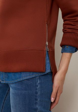 Tamaris Sweatshirt mit seitlichen Rei&szlig;verschl&uuml;ssen aus elastischer Baumwollqualit&auml;t