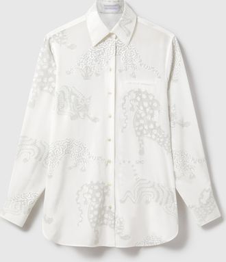 Stella McCartney Leopard Pattern Oversized Shirt, Woman, Natural, Size: 40