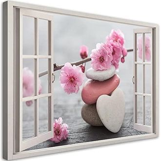 Feeby Impression sur Toile 120x80 cm Decoration Chambre - Tableau Decoration Murale Paysage - Nature Fen&ecirc;tre - Decoration Maison - Moderne - Toile Peinture 