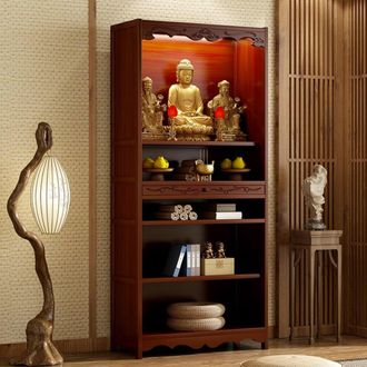 Generic Altartisch aus Bambus, offener Buddha-Nischenaltar, Meditationstische mit Stauraum, multifunktionaler Opfertisch f&uuml;r Gebete, Wahrsagerei und Verehrung