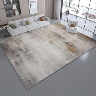 Generic Tapis en Flanelle, Minimal Peinture à lhuile Lignes Neutre imprimé, Tapis antidérapant, Chaud et Lavable, Design Moderne pour Salon ou Chambre, Textur
