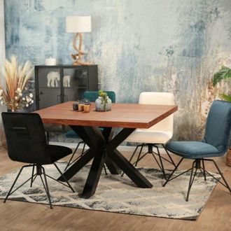 Pier Import Pier Import - Table &agrave; manger carr&eacute;e ch&ecirc;ne m&eacute;tal pied crois&eacute; 130 cm oka