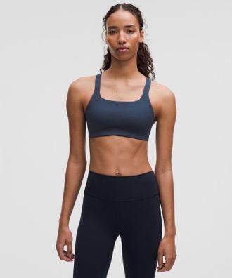 lululemon Trainings-BH aus Ultralu mit quadratischem Ausschnitt Mittlerer Halt B/C-Cups für Frauen - Größe 12 in Club Blue