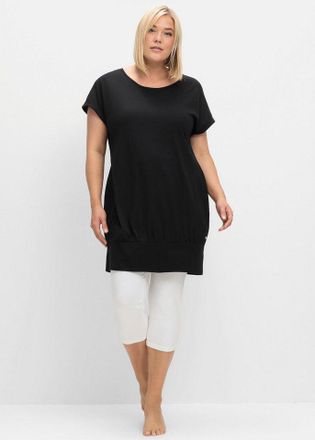 Sheego T-Shirt Longshirt Kurzarm mit breitem Saumb&uuml;ndchen