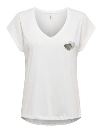 Only Onllenna Life S/S Heart V-Neck Top Csjrs