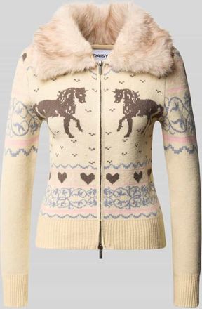 Daisy Street Slim Fit Strickjacke mit Kragen aus Kunstfell Modell EQUESTRIAN