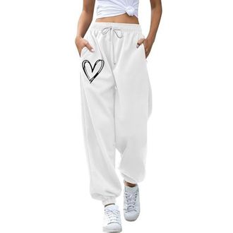 Generico Pantalon de sport pour femme dhiver pantalon de surv&ecirc;tement pour femme avec cordon de serrage taille haute pantalon coupe large pantalon avec poches d