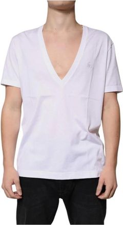 Dolce & Gabbana Homme, Tops, Blanc, Taille: XL T-Shirt Classique en Coton &agrave; Col Rond