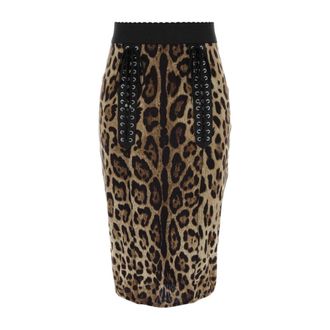 Dolce & Gabbana Leo-Print Stoffrock - - Skirts - Damen - Braun - XS