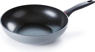 Oxo Softworks Harteloxierte 28 cm/3,6 L Wok-Pfanne, 3-Schicht-Antihaftbeschichtung aus deutscher Fertigung, Soft-Touch-Griff aus Edelstahl, Induktion, Bac