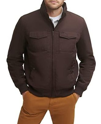 Dockers Mens Quilted Lined Flight Bomber Jacket, Dark Brown, XX-Large