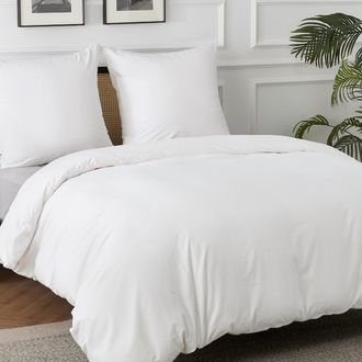 Bedsure Bettw&auml;sche 200x200 Baumwolle Wei&szlig; - Bettw&auml;sche-Sets 200 x 200 cm Bettbezug 3teilig mit 2 Kissenbez&uuml;ge 80x80 cm, Oeko-TEX Bedding mit Rei&szlig;verschluss