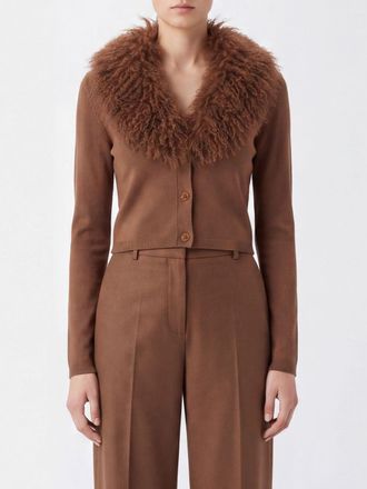 Twinset Cropped-Cardigan aus Wollmischung mit Kunstpelz-Details