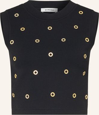 Sandro Sandro Cropped-Top Mit Nieten Und Schmucksteinen schwarz