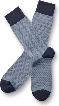 CHARLES TYRWHITT Socken mit Fischgr&auml;tmuster - Stahlblau