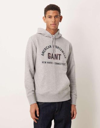 GANT Kapuzenpullover in Grau mit College-Printlogo