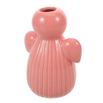 Pretyzoom Keramikvase mit Engelsfigur Kleine Rosa Blumenvase aus Glasiertem Porzellan Kleiner Vase f&uuml;r Tischdekoration Wohnzimmerschmuck und Festtagsdeko