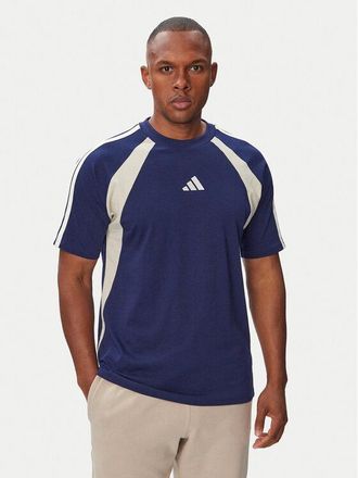 adidas T-Shirt Seasonal Essentials Colorblock KF4193 Blau Regular Fit