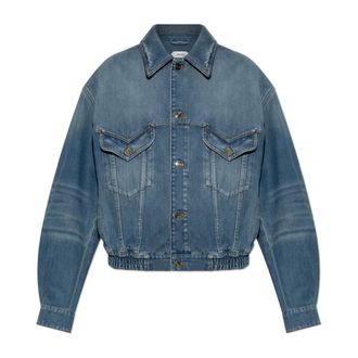 Versace Femme, Vestes, Bleu, Taille: 38 FR Blouson en denim