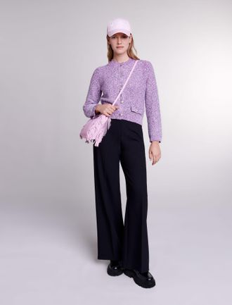 Maje Cardigan En Maille &Agrave; Sequins - Rose - Taille 0 - Maje