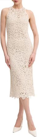 Patrizia Pepe Femme, Robes, Beige, Taille: 38 FR Robe midi &agrave; col rond