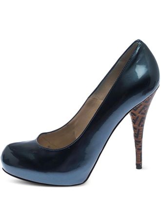 Fendi escarpins en cuir verni &agrave; plateforme 120 mm - Noir