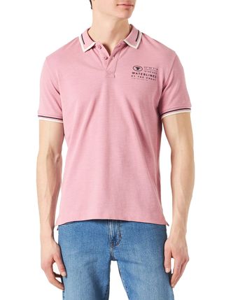 Tom Tailor Herren Poloshirt mit Logo-Print 1035571, 13009 - Velvet Rose, XXL