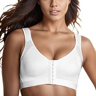 Generic 2026 Soutien-gorge pour femme avec bretelles correctives et boutons sur le devant confortables avec bretelles en maille, blanc, 3XL