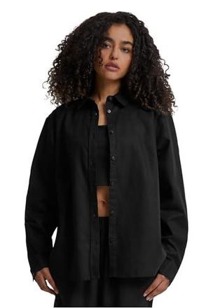 Urban Classics Tb6847-ladies Linen Mixed Oversized Shirt Chemise, Noir, S Femmes