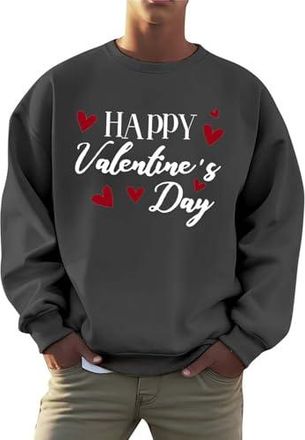 Generic 2026 - Sweat-shirt d&eacute;contract&eacute; &agrave; col rond pour homme et femme - Imprim&eacute; lettre - Pour la Saint-Valentin (4), gris fonc&eacute;, 3XL