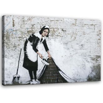 Feeby Feeby - Tableau sur toile, Maid Banksy - Mural Street Art - 90x60