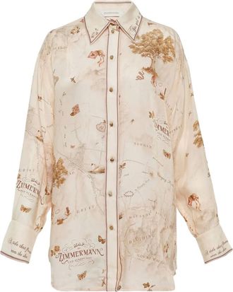 Zimmermann Hemd mit Landkarten-Print - Nude