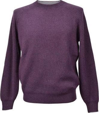 Brunello Cucinelli Homme, Pulls, Violet, Taille: L Cashmere Sweater