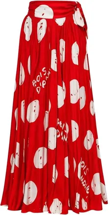 Alessandro Enriquez Femme, Jupes, Rouge, Taille: 36 FR Jupe Maxi Fluide avec Ceinture