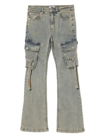 Izzue jean &eacute;vas&eacute; &agrave; patch logo - Bleu