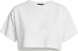 Iceberg Femme, Tops, Blanc, Taille: 44 FR T-Shirt Cropped Fit Logo Allover