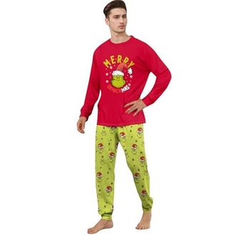 Generic Le Grinch Pyjama Noel Famille De Grinch Femme Adulte Bebe Garcon Assorti Enfant Deguisement Homme The Ensembles Couple Chaud Et Doux Costume Ensemble 
