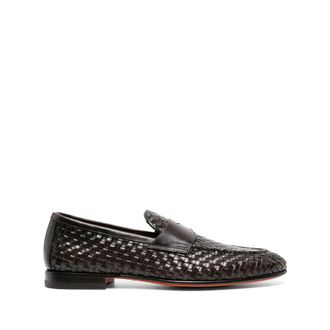 Santoni Braune Leder Slip-On Mandel Zehen Schuhe - - Shoes - Herren - Braun - 44 1/2 EU