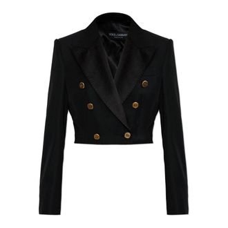 Dolce & Gabbana Femme, Vestes, Noir, Taille: 34 FR Veste crois&eacute;e en gabardine de laine