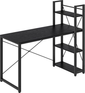 Vasagle Bureau avec &Eacute;tag&egrave;res R&eacute;versible &agrave; Gauche ou &agrave; Droite, Longueur 137,2 cm, Table dOrdinateur, pour Bureau &agrave; Domicile, Montage Facile, Noir