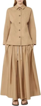 Max Mara Femme, Jupes, Beige, Taille: 34 FR Cotton Poplin Skirt