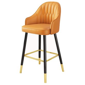 Generic Barhocker in Tresenh&ouml;he, Barhocker im Mid-Century-Stil mit R&uuml;ckenlehne und Bezug aus PU-Leder, Barhocker f&uuml;r das Wohnzimmer