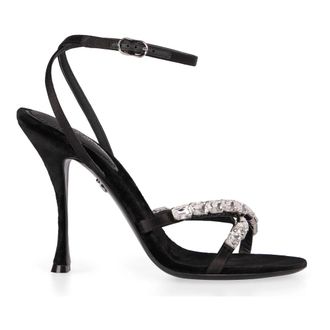 Dolce & Gabbana Steinverzierte Satinsandalen - - Shoes - Damen - Schwarzk - 36 EU